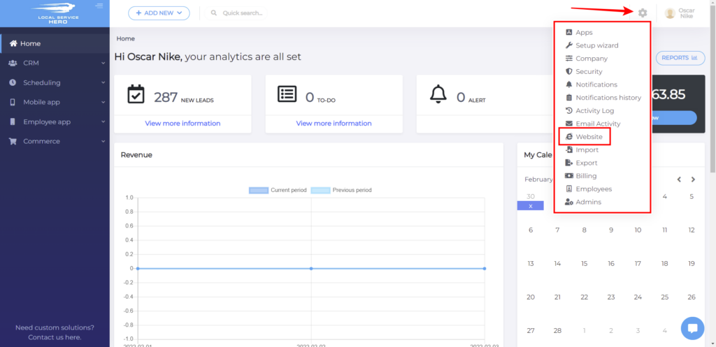 Manage the Public Website Settings in Local Service Hero